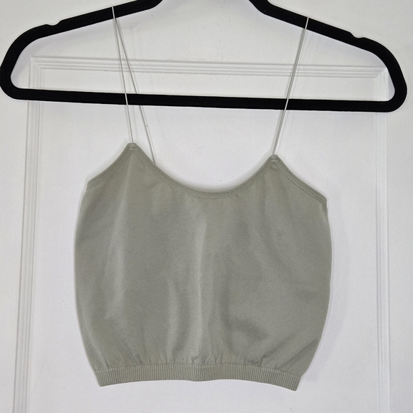 Poof New York | Tops | Poof Ny Gray Thin Strapped Crop Top Womens ...